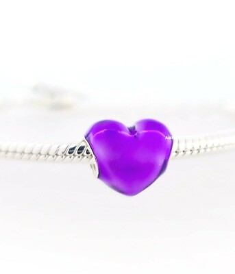 New 100% Authentic PANDORA 925 Metallic Purple Heart Pendant Charm ...