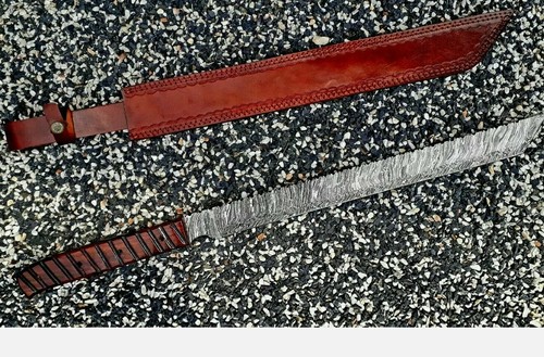 Beautiful Handmade 27 inches Damascus steel Hunting Machete with sheath ...