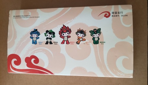 2008 Beijing Olympics 5 Piece Boxed Set Mascot Gold Medallions Limited ...