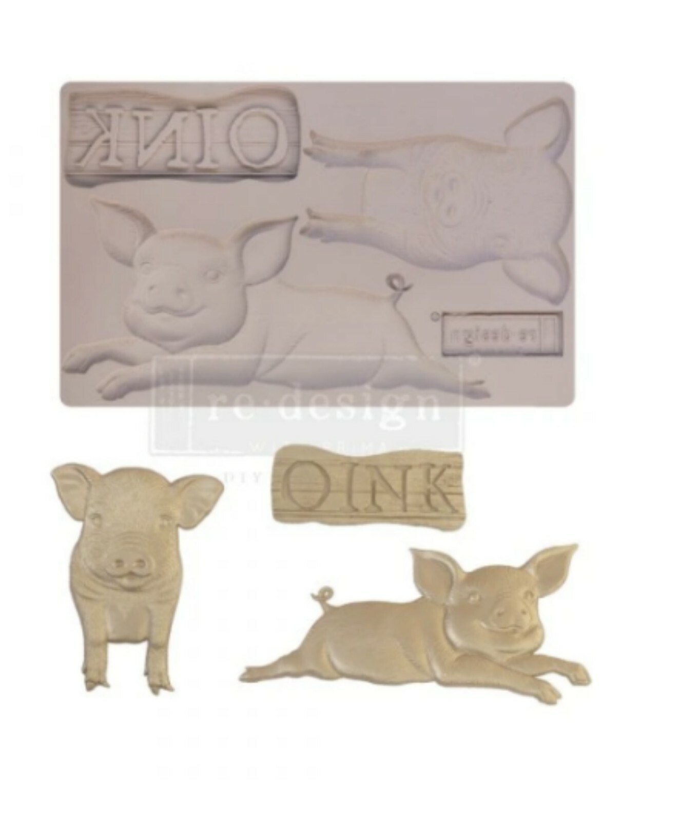 Redesign Prima Farm Friends Decor Mould Silicone Mold Pig Applique NEW ...