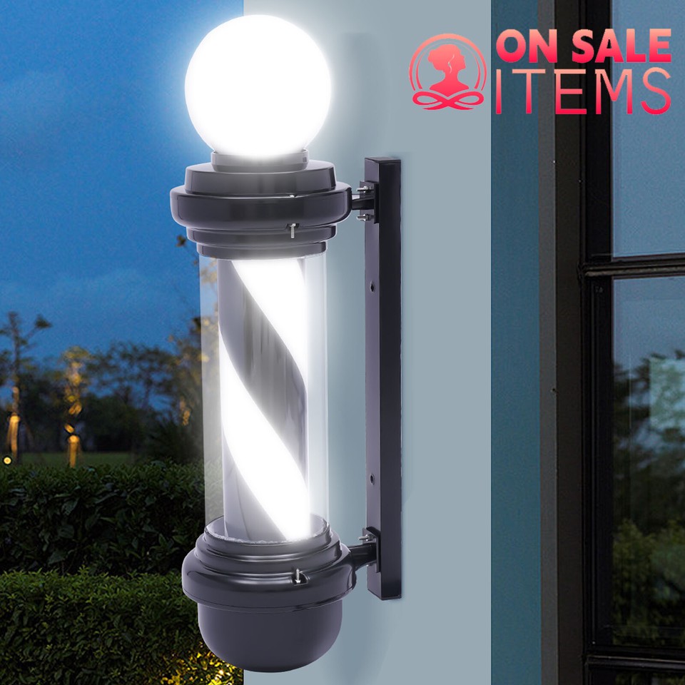 Rotating Barber Pole Light LED Barber Shop Stripes Wall Lamp Hair Salon ...