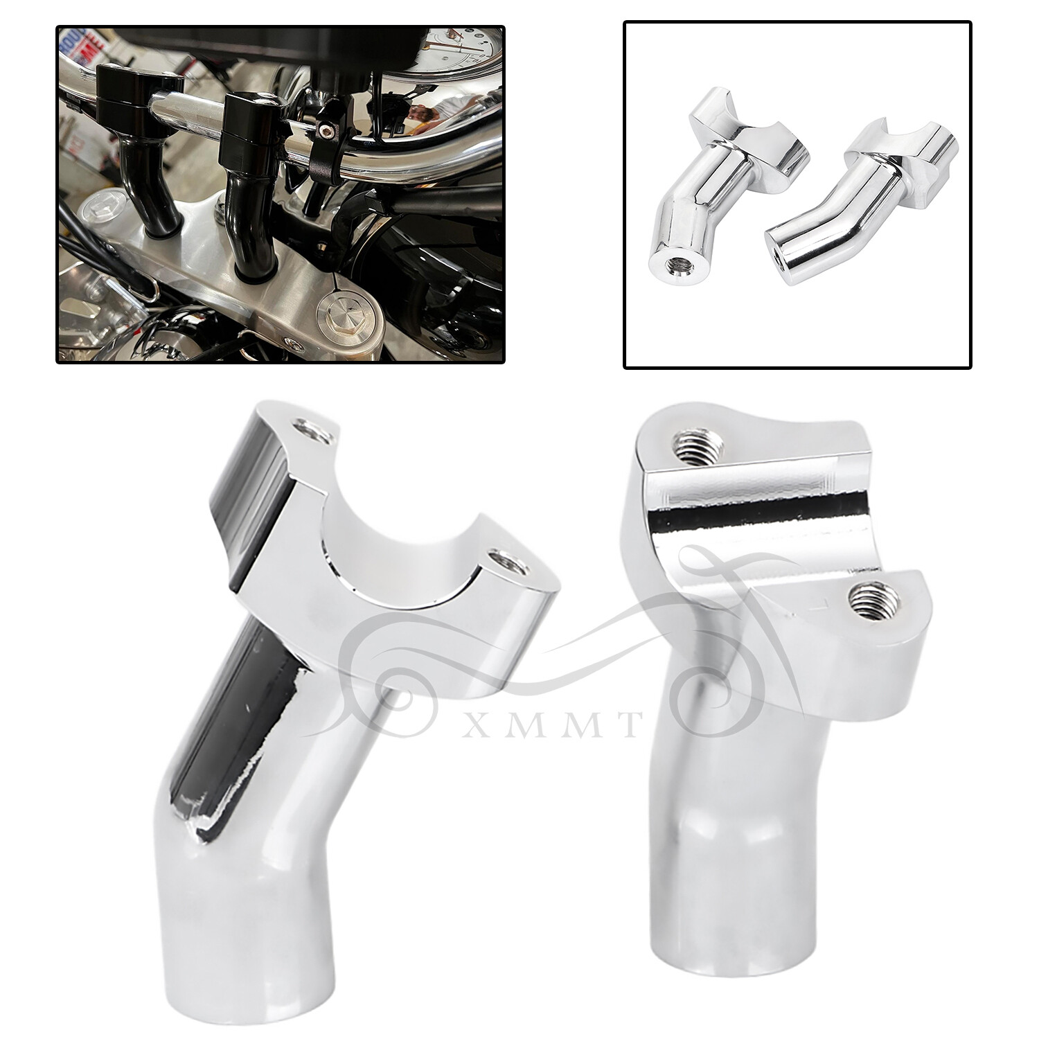 Chrome 3.5" Pullback Handlebar Risers For Harley Dyna Fat Boy Heritage ...