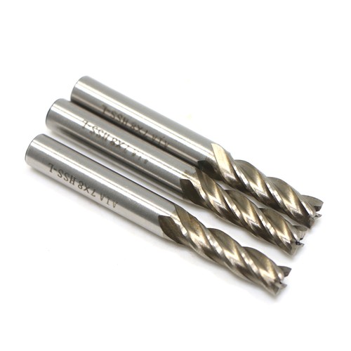 3Pcs 7MM HSS CNC Straight Shank 4 Flute End Mill Cutter Drill Bit 8MM ...