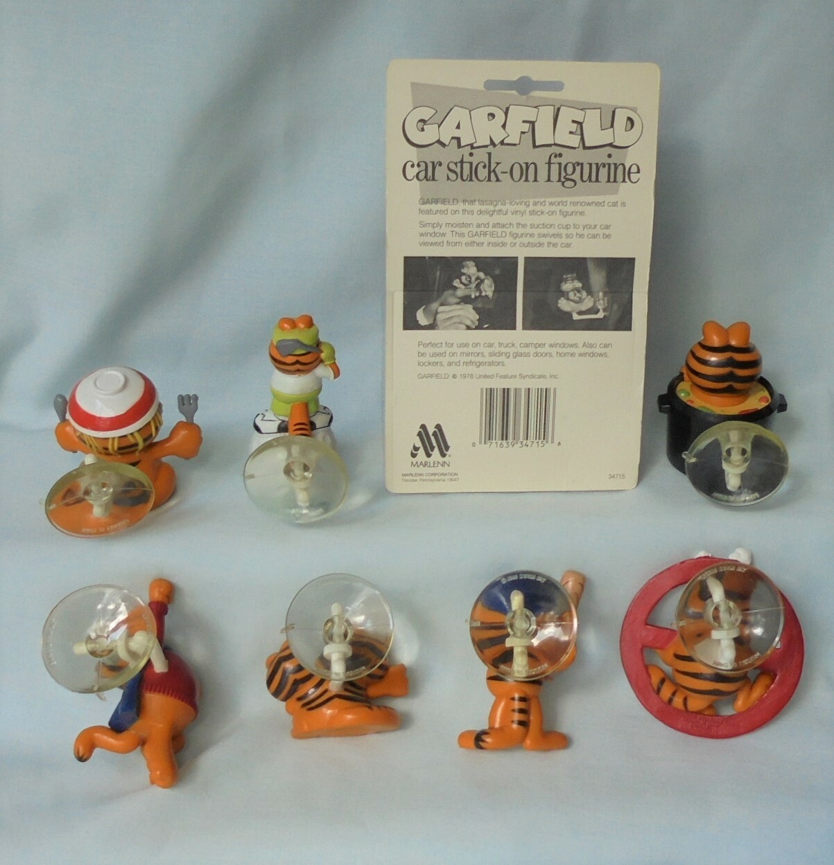 Garfield The Cat Car Stick On Window Suction Cup Vinyl Pvc Figurine ...