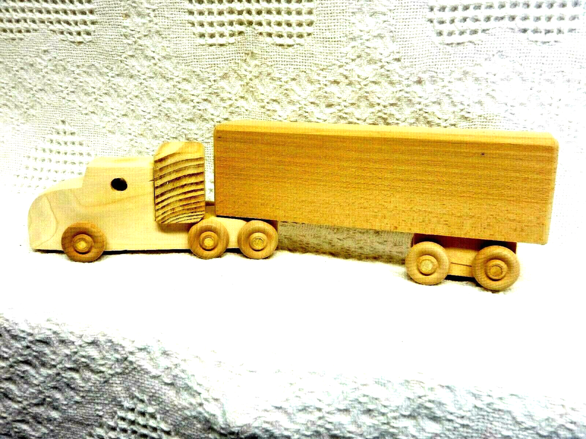 Wooden Toy Tractor Trailer Trucks