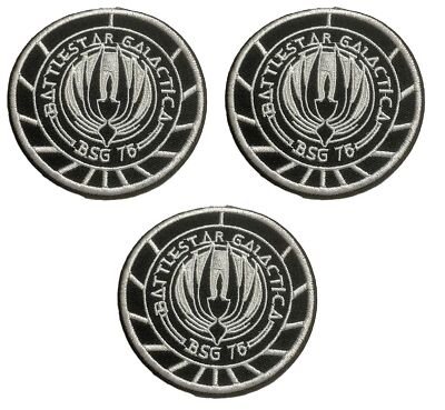 Battlestar Galactica White/Black BSG 75 3" Wide Embroidered Patch Set ...