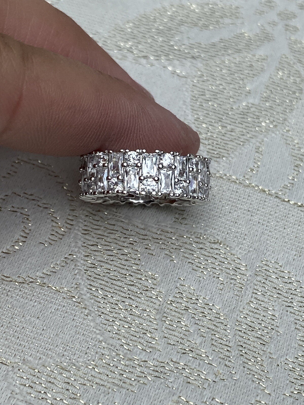 TYCOON Sterling 5.78ct Rectangle & Round Simulated Diamond Eternity ...