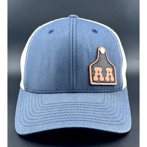 Adult "AA" LEATHER PATCH CAP Blue White - OSFM - Adjustable | eBay