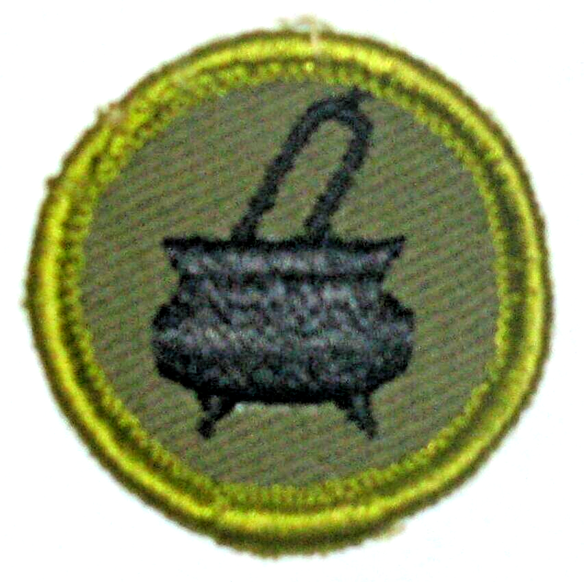 Boy Scout COOKING Merit Badge Type F (1961-68) Khaki Rolled Edge | eBay