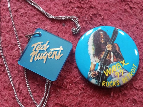 99 FM WABX Ted Nugent Pin Back VINTAGE Button Badge DETROIT RADIO ...