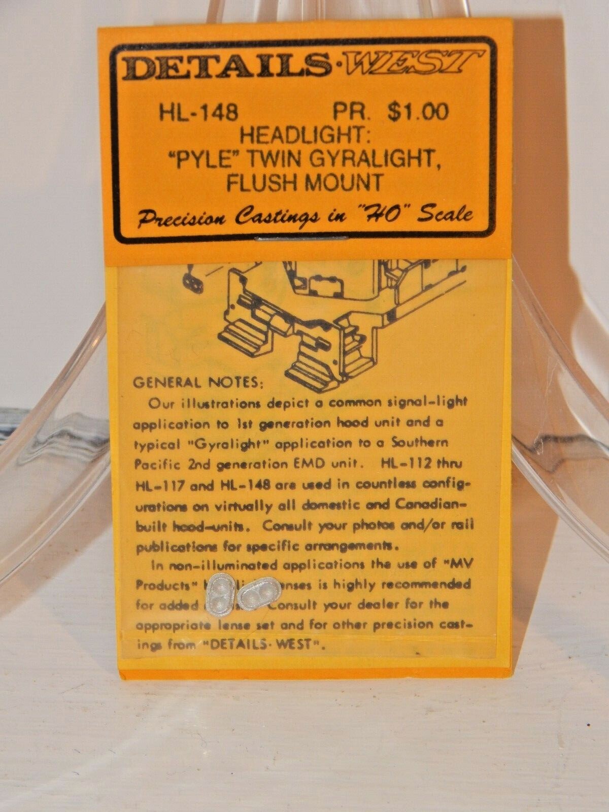 Details West HO #HL-148 Headlight: "Pyle" Twin Gyralight, Flush Mount ...