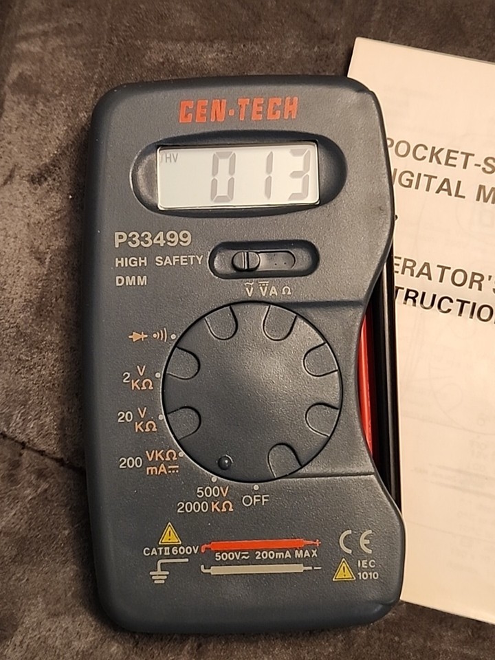 Cen-Tech Digital Mini Meter Model P33499 With Lead Set W/Case Original ...