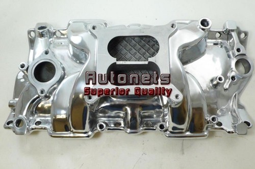 SBC Small Block Chevy Polished Aluminum Dual Square Intake Manifold 350 ...