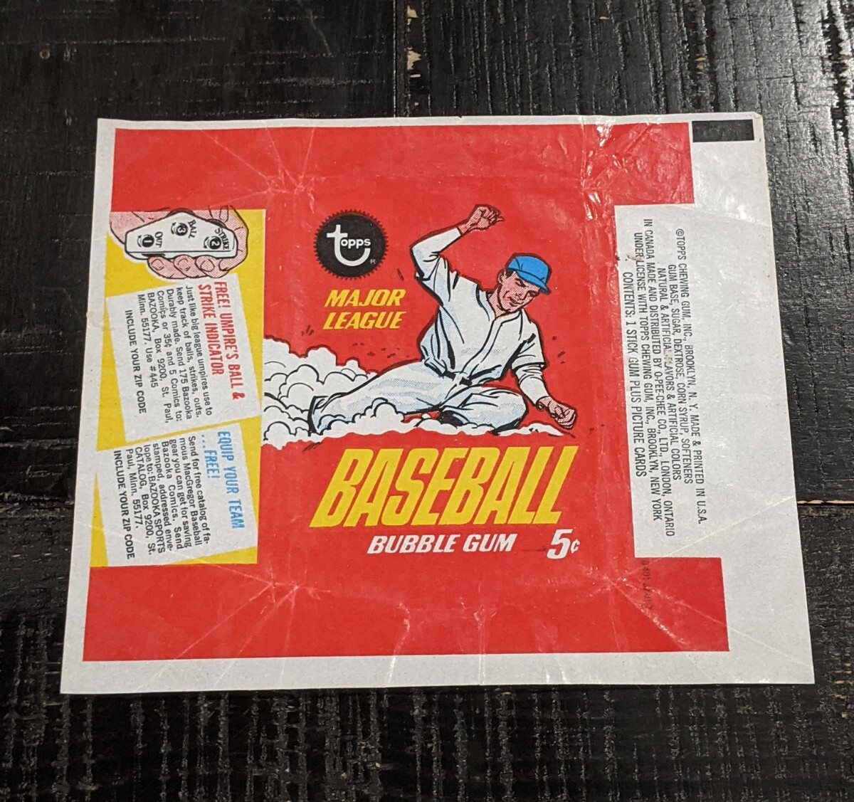 1967 Topps Baseball Wax Pack WRAPPER (UMPIRES BALL & STRIKE INDICATOR ...