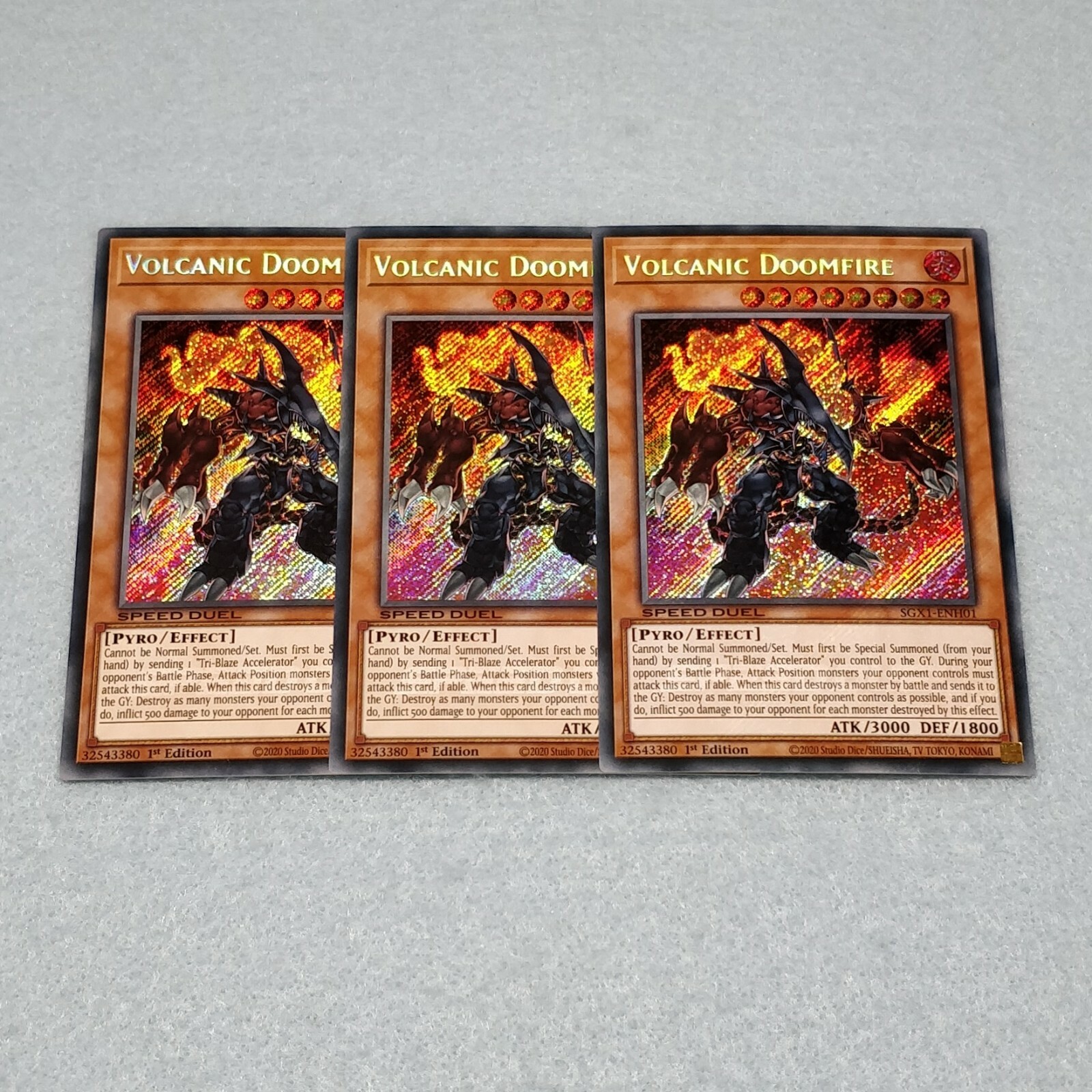 Yugioh Volcanic Doomfire SGX1 1st Edition Secret Rare 3 Card Set NM | eBay