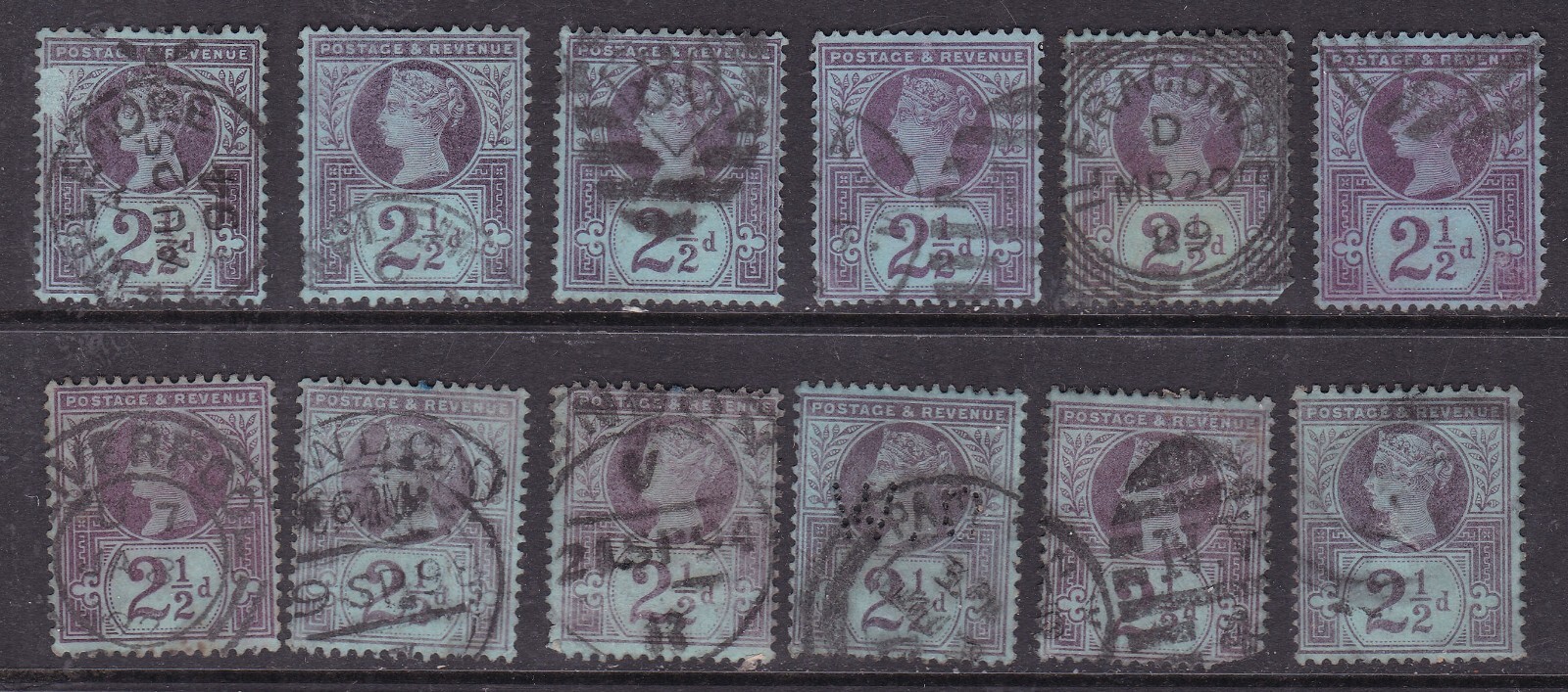 GREAT BRITAIN^^sdc#114 x12 used VICT/CLASSICS (cancels, colors ...