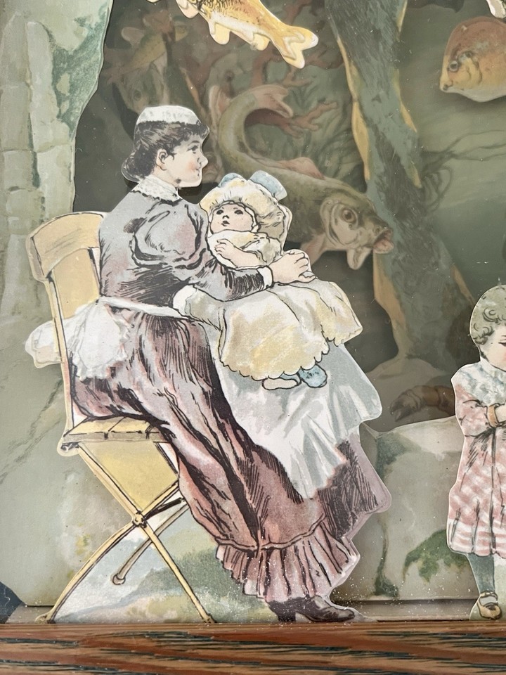 Cadre ancien Un jour au Zoo Boite vitrine diorama livre pop-up enfants ...