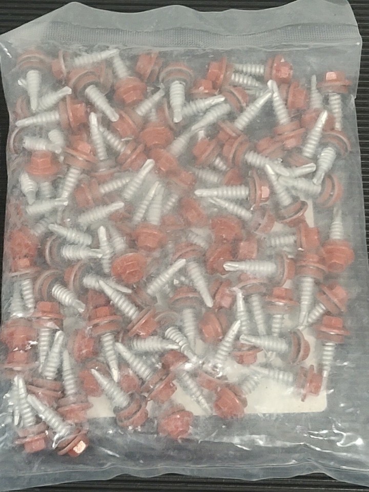 #14 x 7/8" HWH U-DOME STITCH SCREW WITH SEALER *0219* AUTUMN RED ...