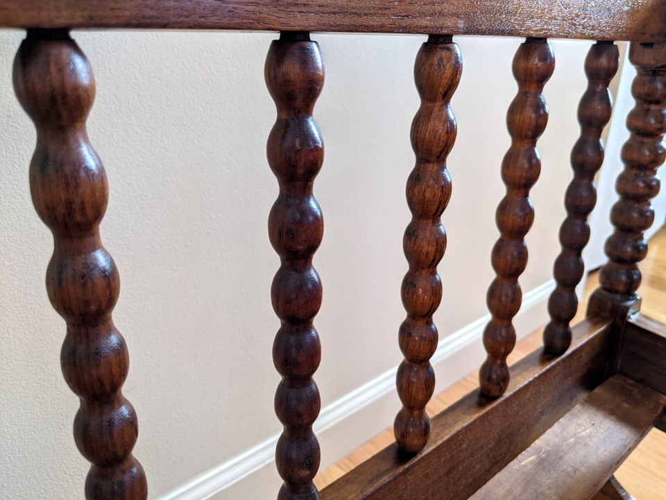 Turn of the Century Jenny Lind Walnut Spool Cradle/Bassinet, Made by W ...