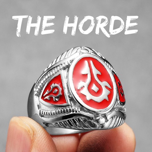 Game Logo The Horde Men Rings Stainless Steel Jewelry Vintage Punk Red ...