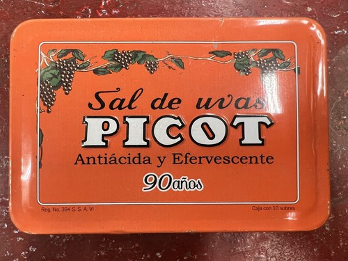 Vintage Picot Metal Sign Box México Sal De Uvas Picot 90 Anniversary | eBay