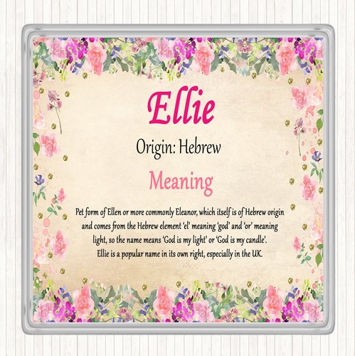 Ellie Name Meaning Drinks Mat Coaster Floral | eBay