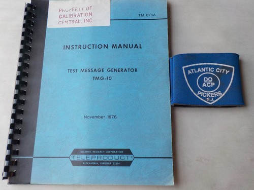 TELEPRODUCT MODEL TMG-10 TEST MESSAGE GENERATOR INSTRUCTION MANUAL ...