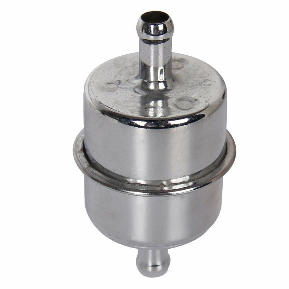 3/8" Fuel Filter InLine Hose Chrome Canister Carbureted High Flow For ...