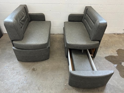 Renegade RV Ultraleather GUNMETAL Euro Dinette Booth bed Boat Motorhome ...