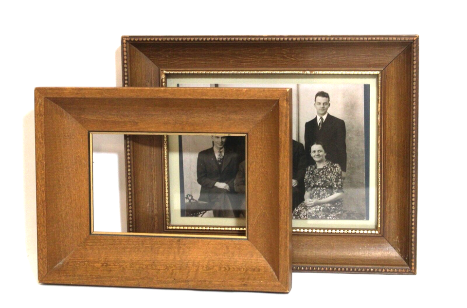 MCM Vintage Wood Picture Frames Wall Hanging Set 2 | eBay