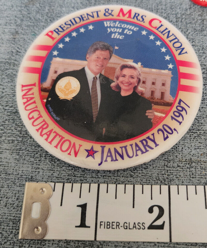 1997 President and Mrs. Clinton INAUGURATION campaign pin pinback ...