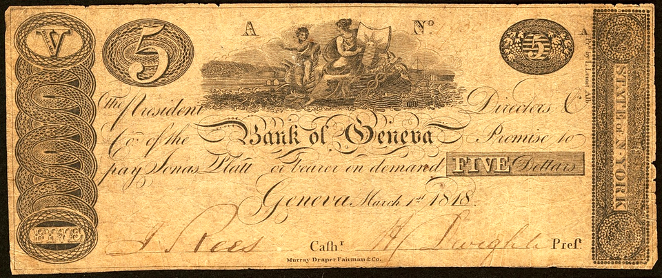 NY $5 The Bank of GENEVA New York March 1st, 1818 Haxby NY-930 C28 | eBay