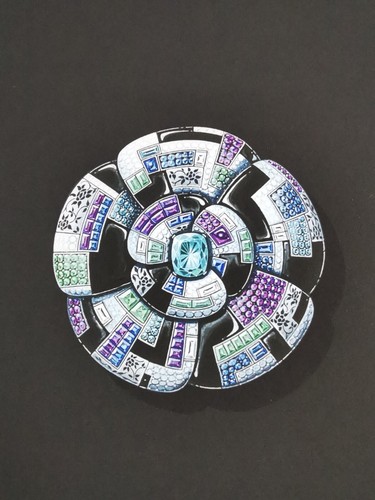 GOUACHÉ - IMPRESSION ORIGINALE - BIJOUX - BROCHE -HAUTE JOAILLERIE ...