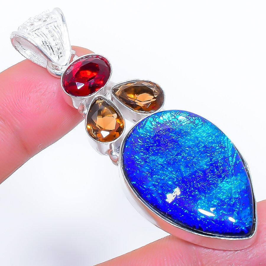 Triplet Fire Opal, Smokey Gemstone 925 Sterling Silver Jewelry Pendant ...