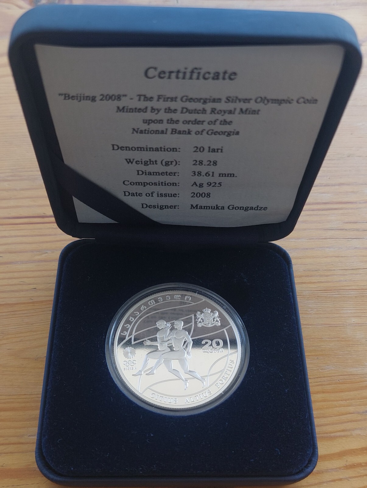 GEORGIA SILVER 20 LARI PROOF COIN 2008 YEAR KM#104 BEIJING OLYMPIC ...