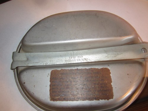 Vintage 1959 EA CO US Army Mess Kit and Utensils Military VG CONDITION ...