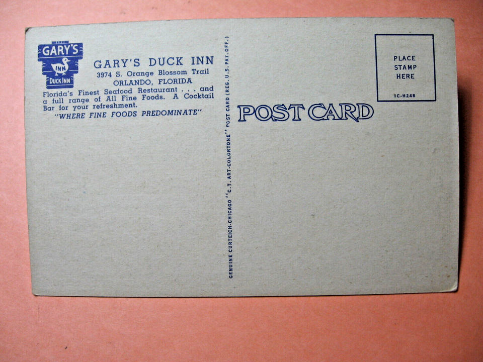 1930's era postcard of Gary's Duck Inn, Orlando, Florida | eBay