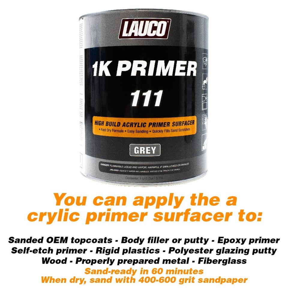 Lauco 1K High Build Gray Acrylic Primer Surfacer, 1 Gallon - (111 ...