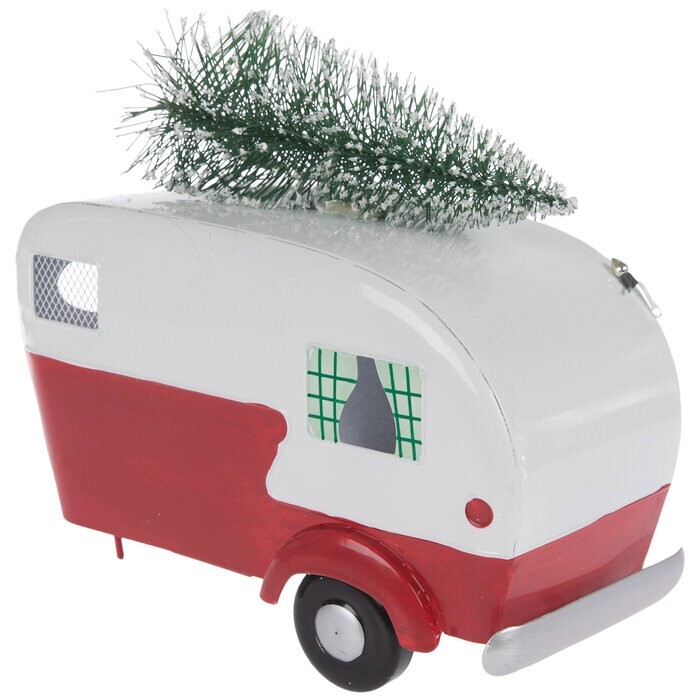 Christmas Tree Metal Camper Table Decor w/Wreath and Lights | eBay