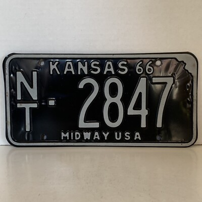 1966 Kansas License Plate 2847 Norton County NT Collector Man Cave ...