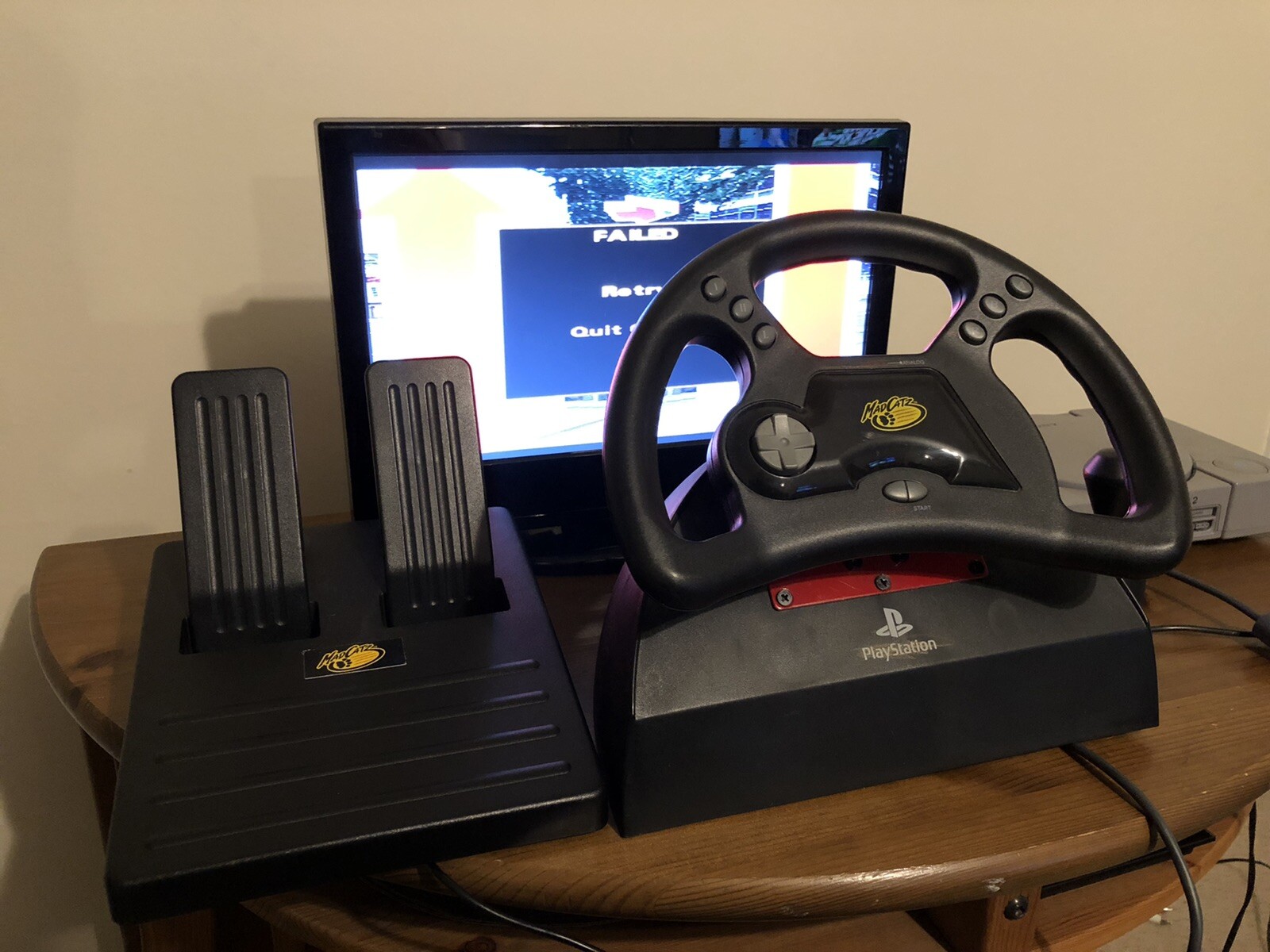 Boxed Sony PlayStation 1 PS1 Mad Catz Steering Wheel & Foot Pedals ...