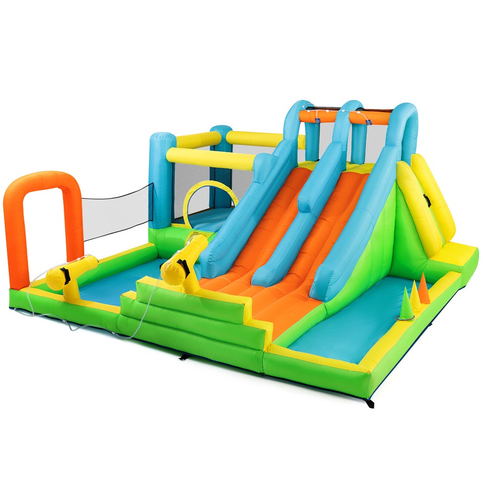 JOYLDIAS Inflatable Water Double Slide Bounce House Giant Splash Pool w ...