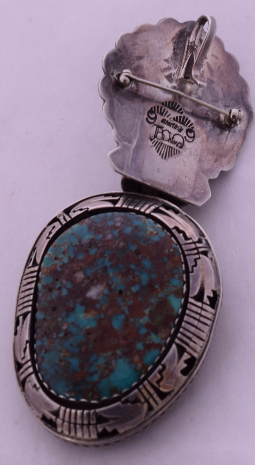 Acoma kachina sterling Turquoise, Coral reversible huge pendant & pin ...