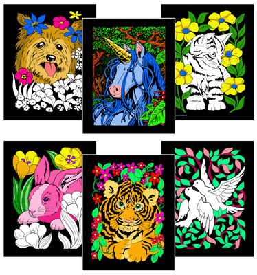 6-Pack of 8x10 Velvet Posters - Doves, Bunny, Kitten, Puppy, Unicorn ...