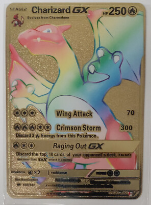 Pokémon Charizard GX 150/147, Full Art Metal Gold Collector Card NEW | eBay