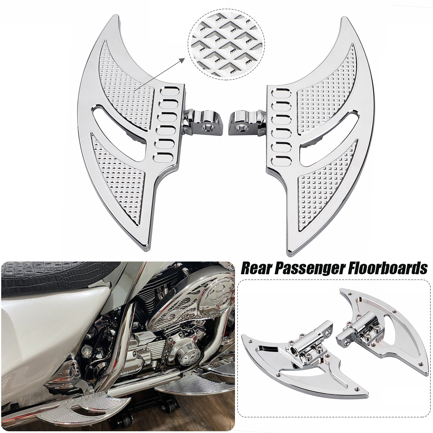 Rear Foot Pegs Floorboard Fit For Harley Touring Road King Glide Dyna ...