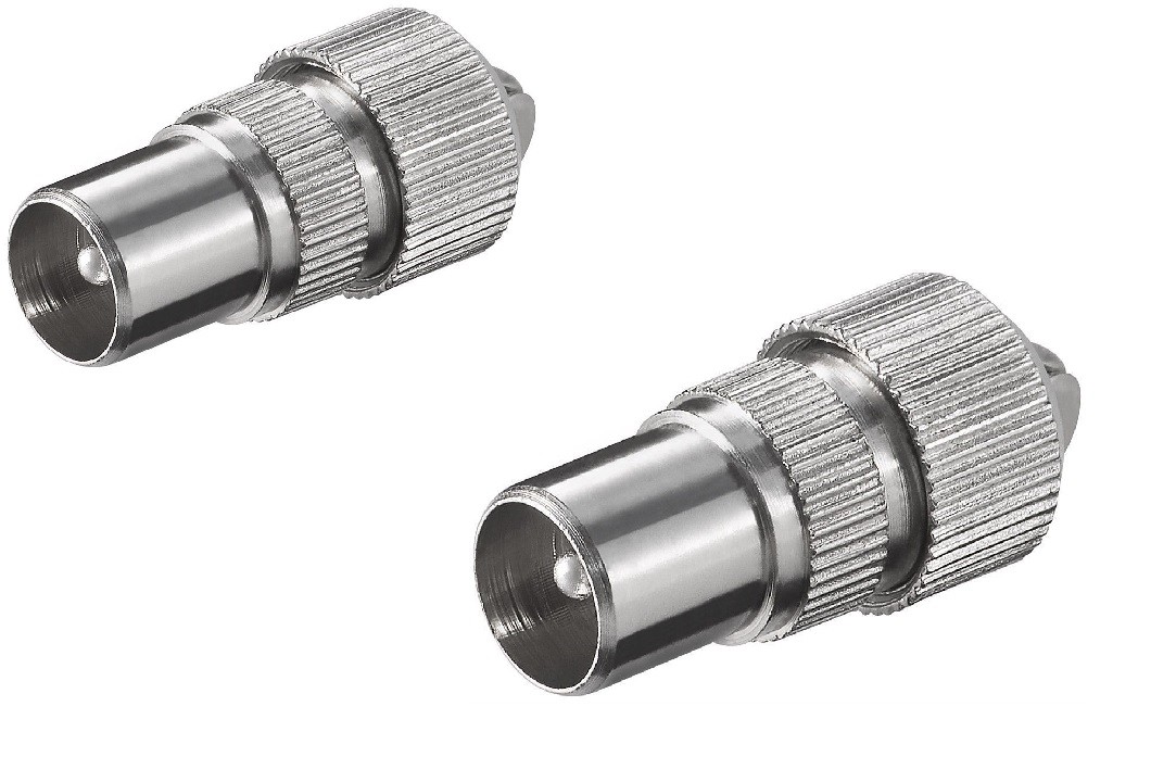 2 X MALE TV COAX ARIEL CONNECTOR PLUGS TV AERIAL FOR CABLE LEAD silver ...