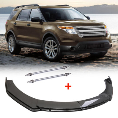 Front Bumper Lip Spoiler Splitter Carbon Fiber + Strut Rods For Ford ...