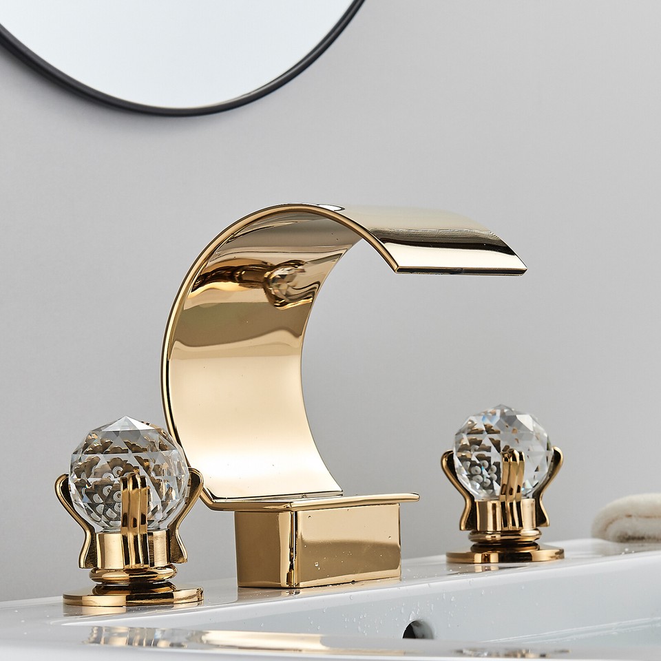 Modern Bathroom Basin Mixer Sink Taps 3Hole Design Luxury Cloakroom ...