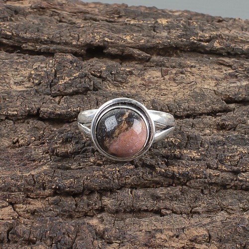 Natural Black Rhodonite Gemstone Band Ring Size 925 Silver For Women | eBay